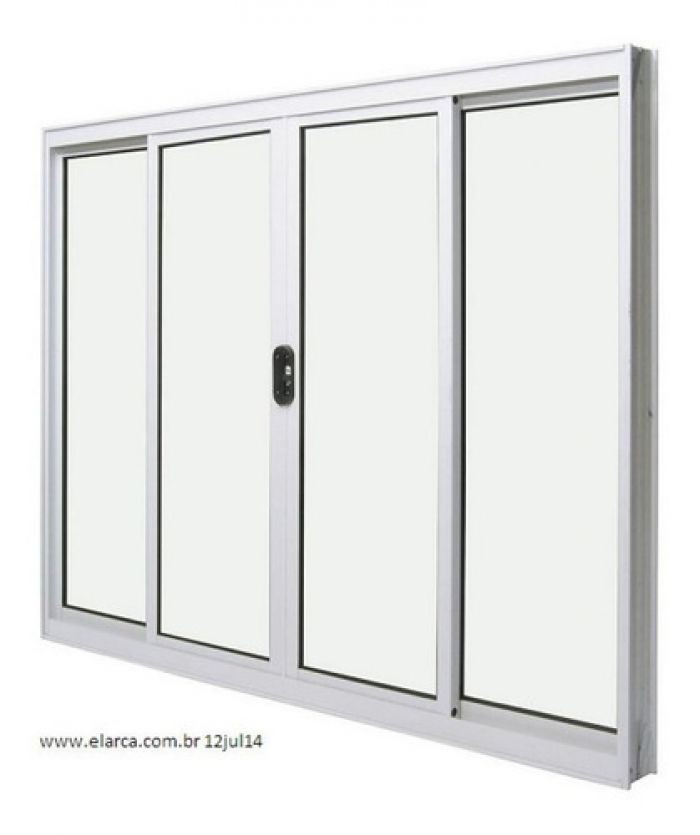 JANELA DE ALUMINIO BRANCA 4 FOLHAS 1,20x1,20 CORRER COM VIDRO LISO ...